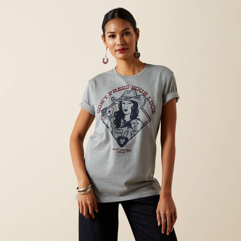 Ariat Women's Don't Press Your Luck T-Shirt - ICEBURG – Lucknow Skin Shop and Boot Barn