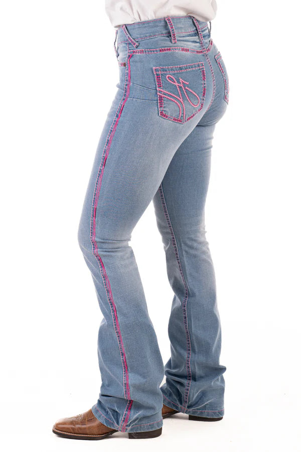 Ultra High Rise - SR2219 "Westham" Pink Metallic Swirl Stitch Jeans 35 ...