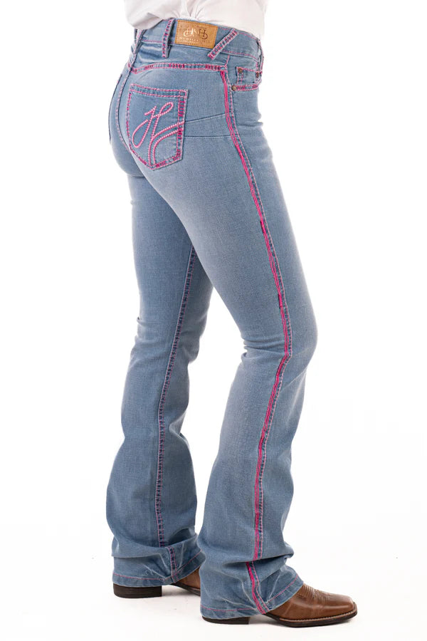 Ultra High Rise - SR2219 "Westham" Pink Metallic Swirl Stitch Jeans 35 ...